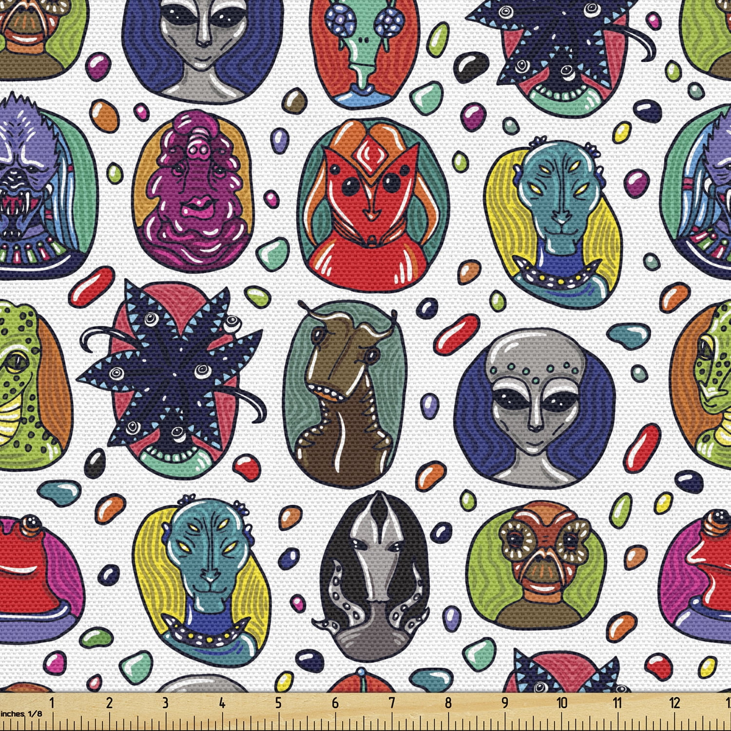 Ambesonne Alien Fabric by the Yard Upholstery, Abstract Fictional ...