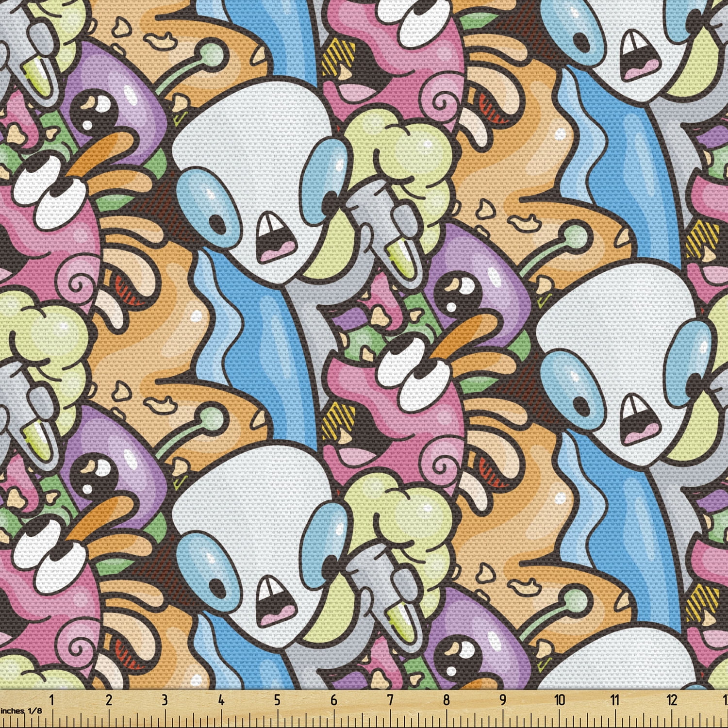 Ambesonne Alien Fabric by the Yard Upholstery, Characters Space Journey ...