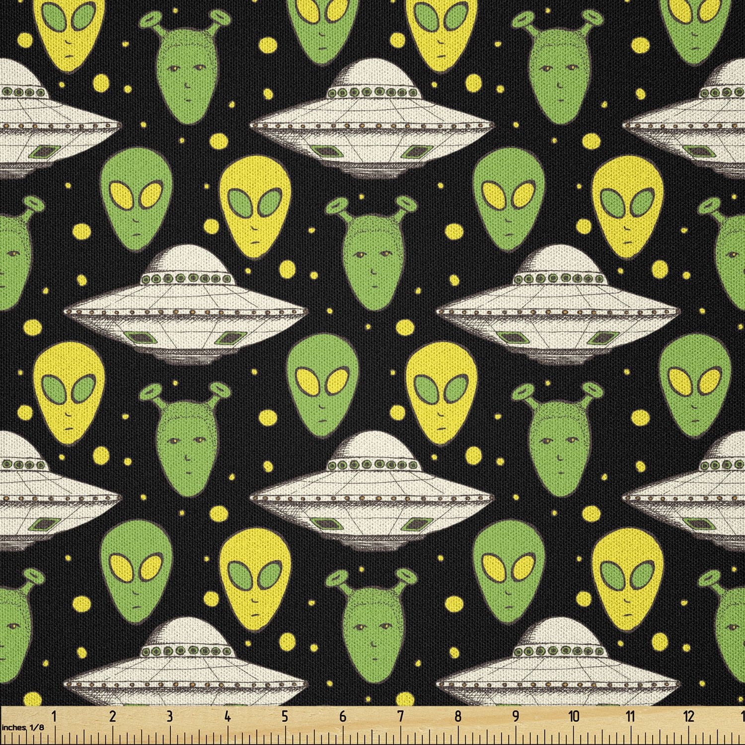Alien Fabric by The Yard, Sketch Style Portraits Dotted Background ...