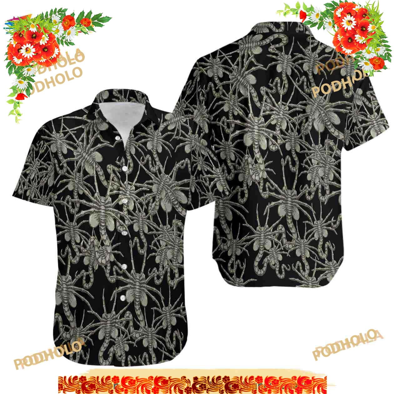 Alien Face Hugger Hawaiian Shirt 3D, Fatherday Gifts, Vacation Shirt ...