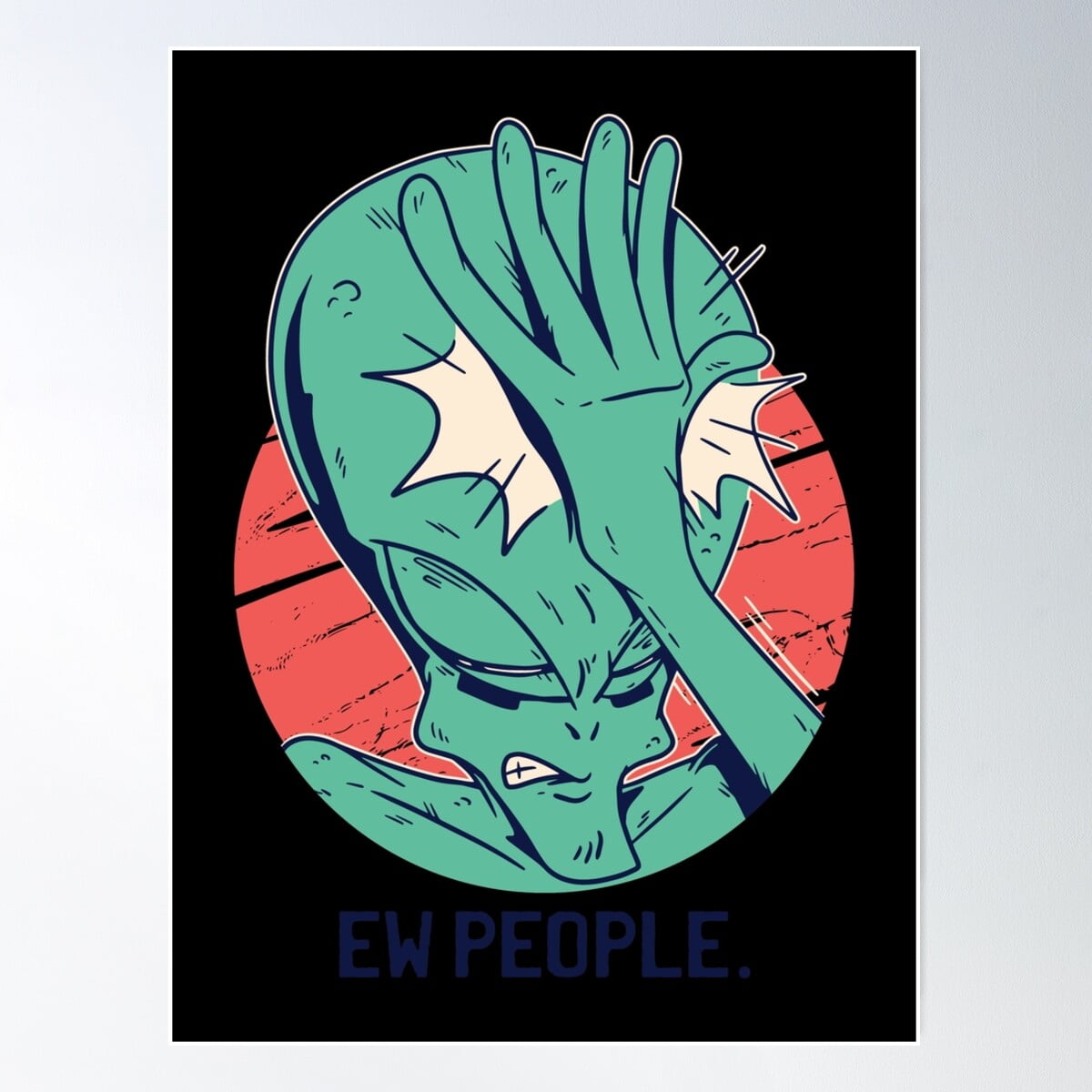 Alien Facepalm Poster Wall Art Modern Wall Decor For Living Room ...