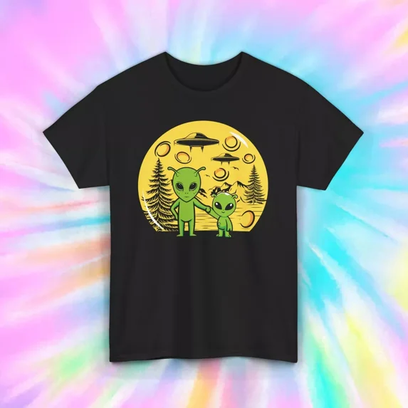 Alien Family In Forest | Cute Alien Graphic | Ufo Abduction Shirt ...