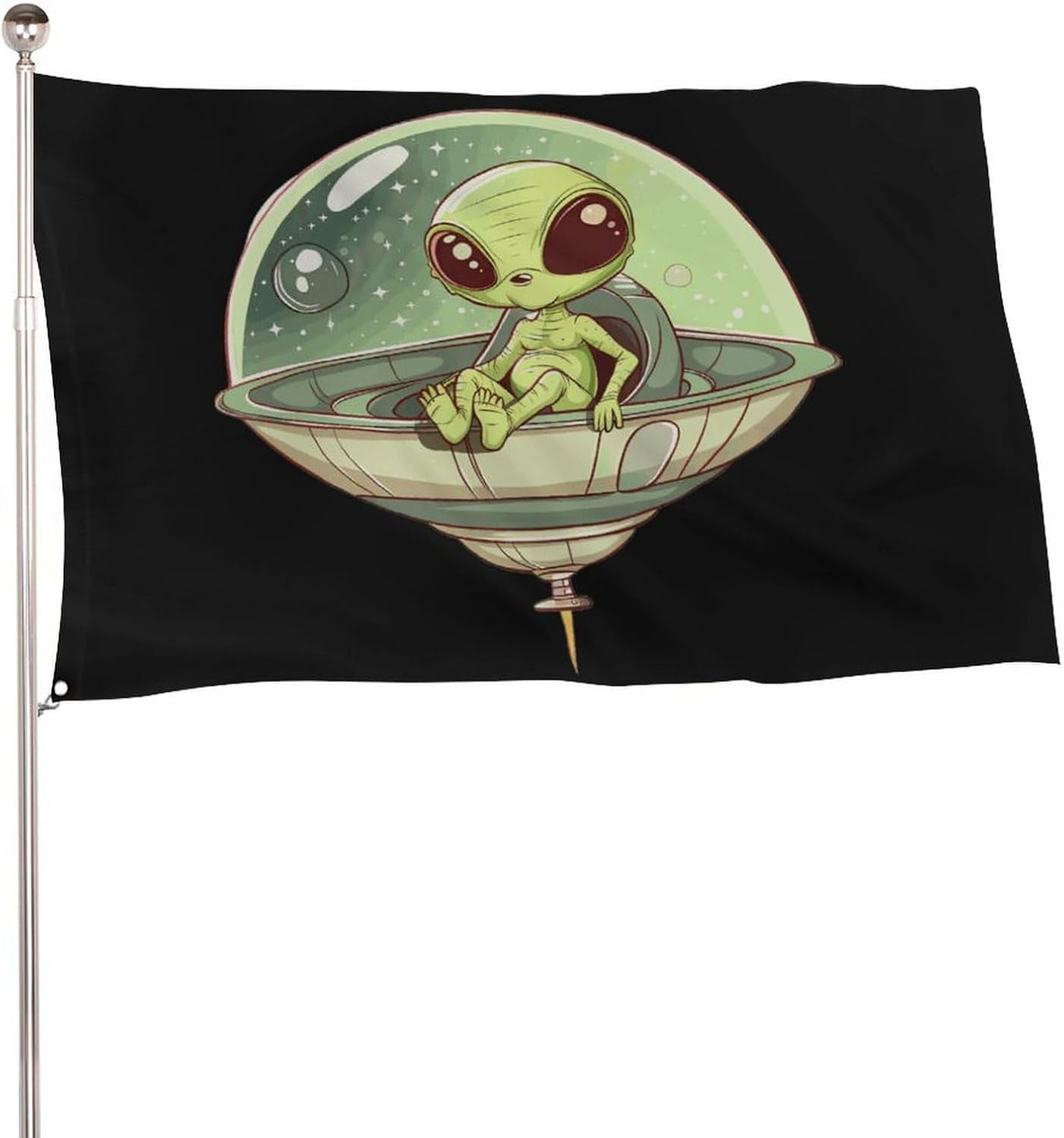 Alien Flying Saucer Printed Flag with 2 Brass Grommets Banner Funny for ...