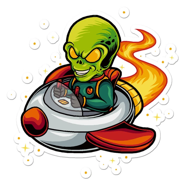 Alien Flying Saucer Sticker Phone Decal Water Bottle Stickers Car ...
