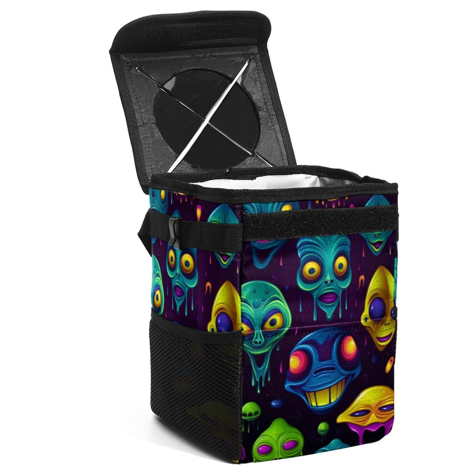 Alien Foldable Car Trash Bin with Lid, Leak-Proof, Hanging Storage Bag ...