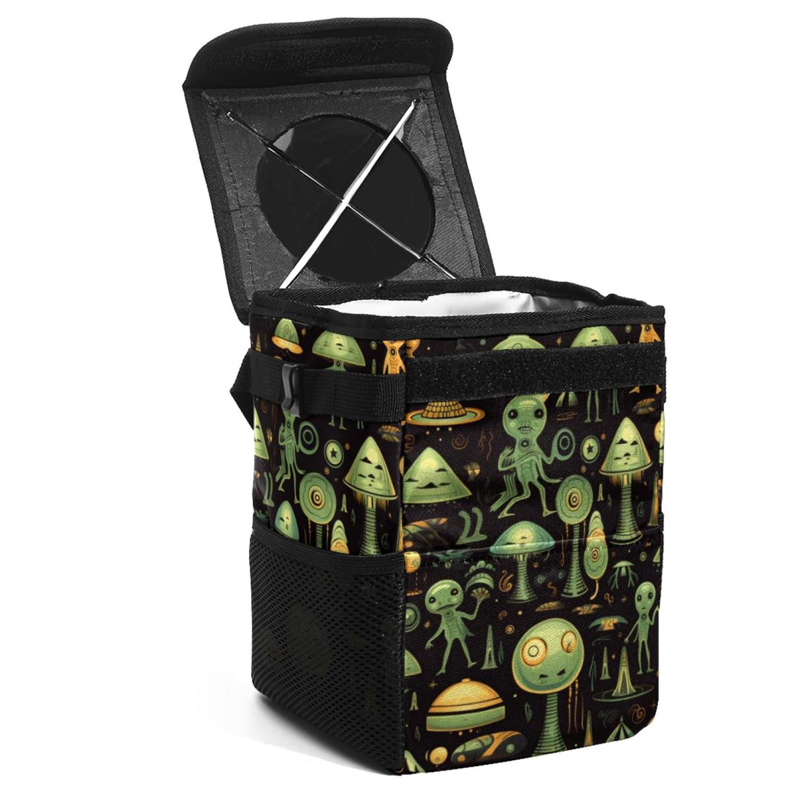 Alien Foldable Car Trash Bin with Lid, Leak-Proof, Hanging Storage Bag ...