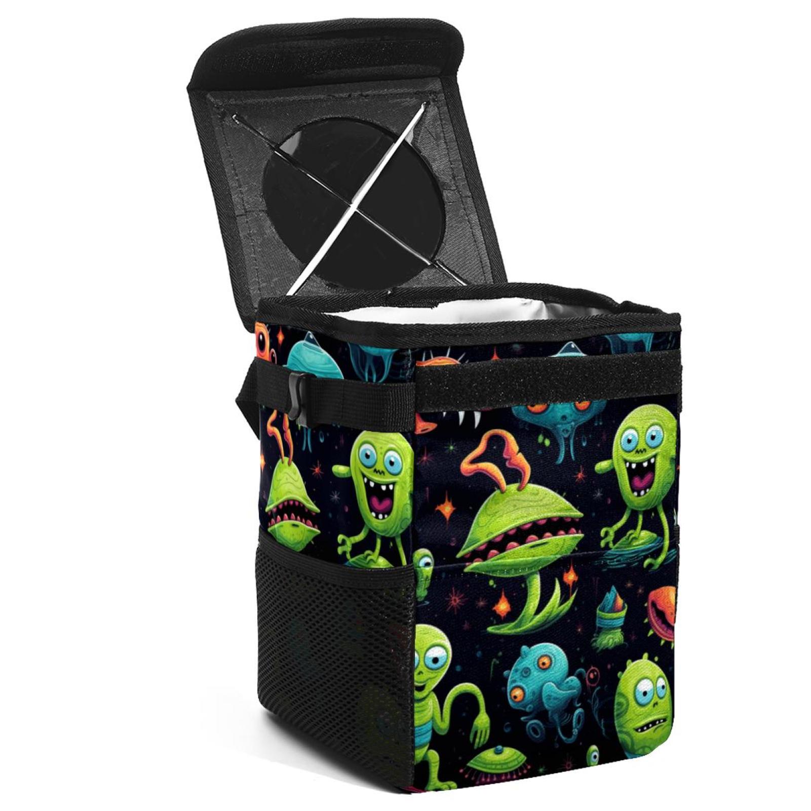 Alien Foldable Car Trash Bin with Lid, Leak-proof Hanging Storage Bag ...