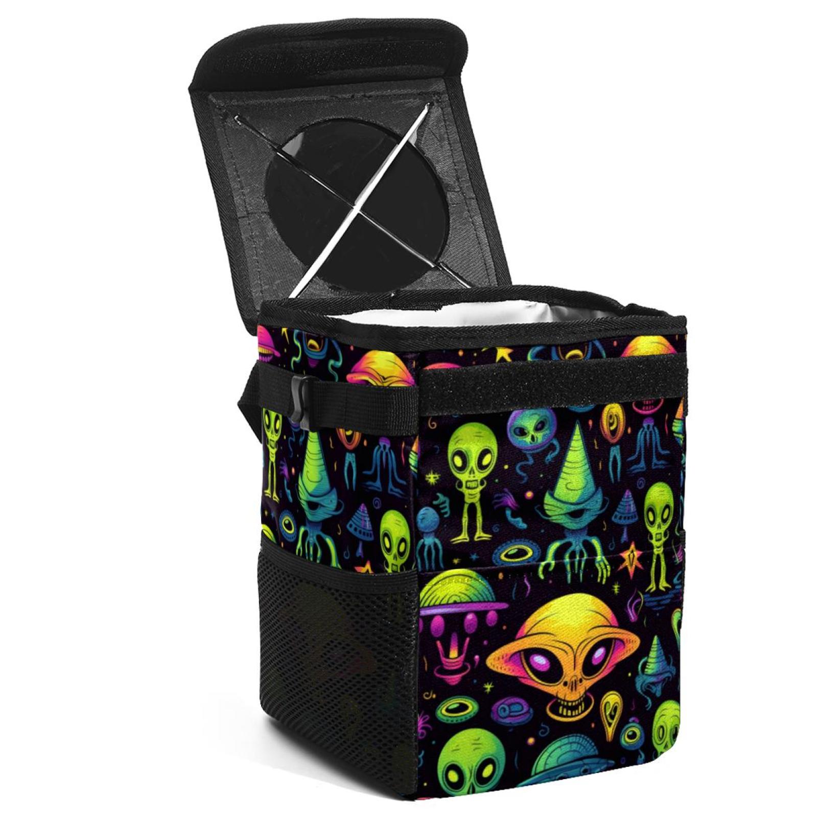 Alien Foldable Car Trash Can with Lid, Leak-Proof, and Hanging Storage ...