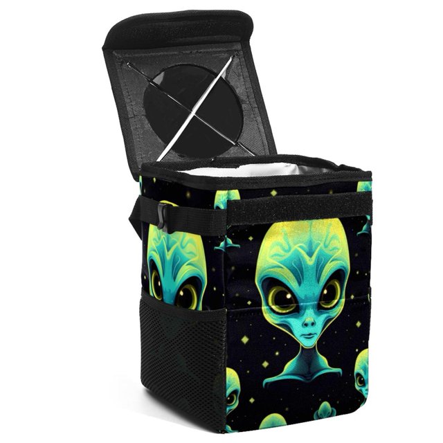 Alien Foldable Car Trash Can with Lid, Leak-Proof, and Hanging Storage ...