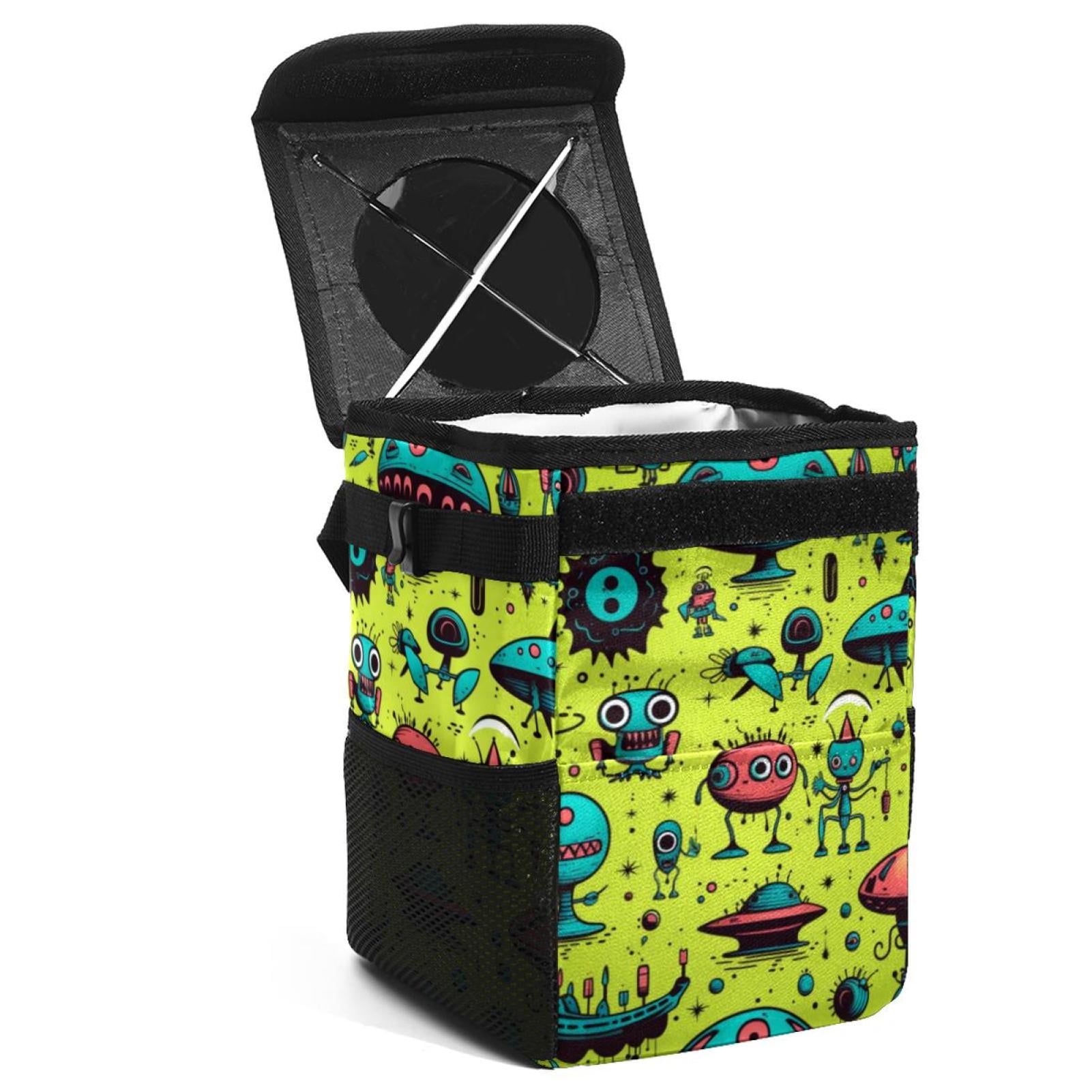 Alien Foldable Car Trash Can with Lid and Leak-Proof Hanging Storage ...