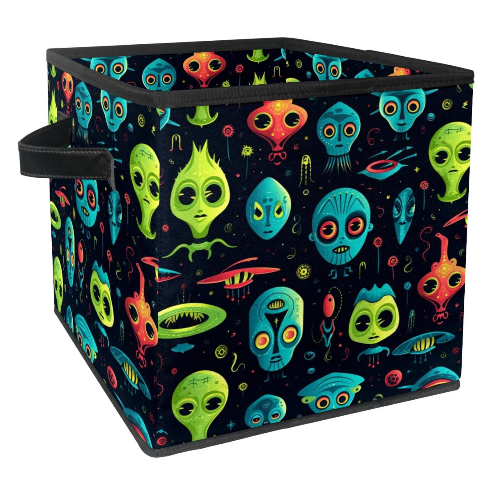 Alien Foldable Storage Baskets with Handle, 10.8"x10.5"x10.6" Cube ...
