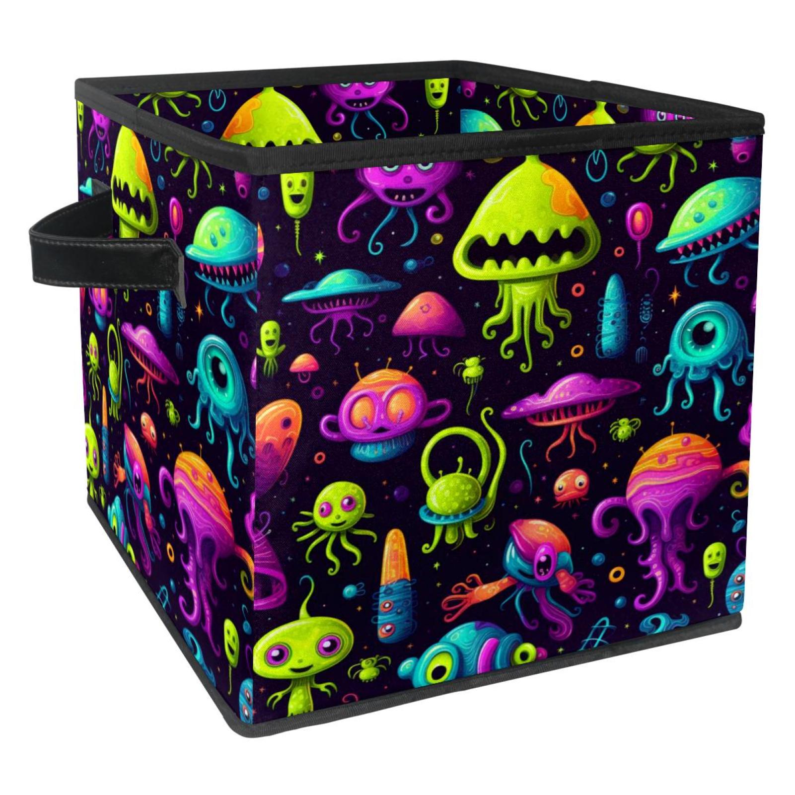 Alien Foldable Storage Baskets with Handle, 10.8"x10.5"x10.6" Cube ...
