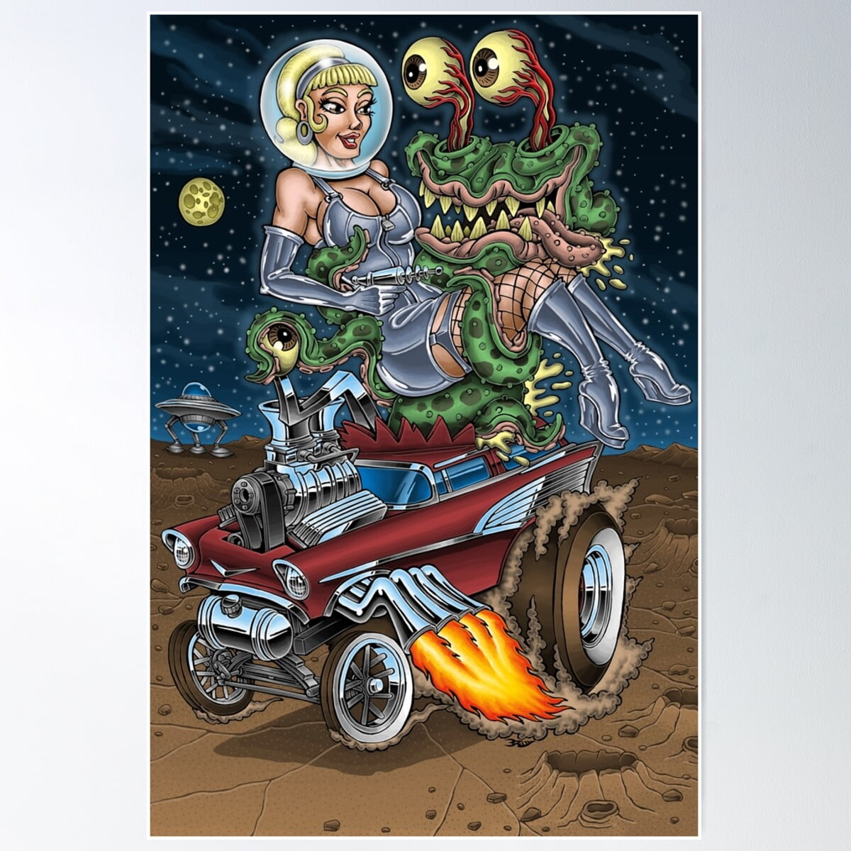 Alien Gasser Abduction Poster Wall Art, Modern Wall Decor For Living ...