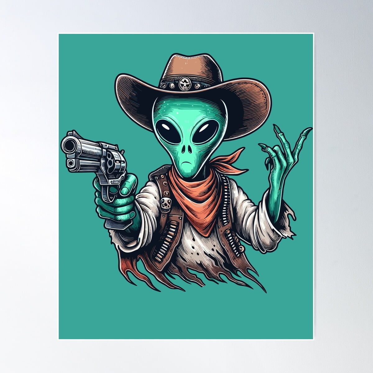 Alien Ghost Space Cowboy Poster Wall Art, Modern Wall Decor For Living Room Bedroom, 8x12 ...