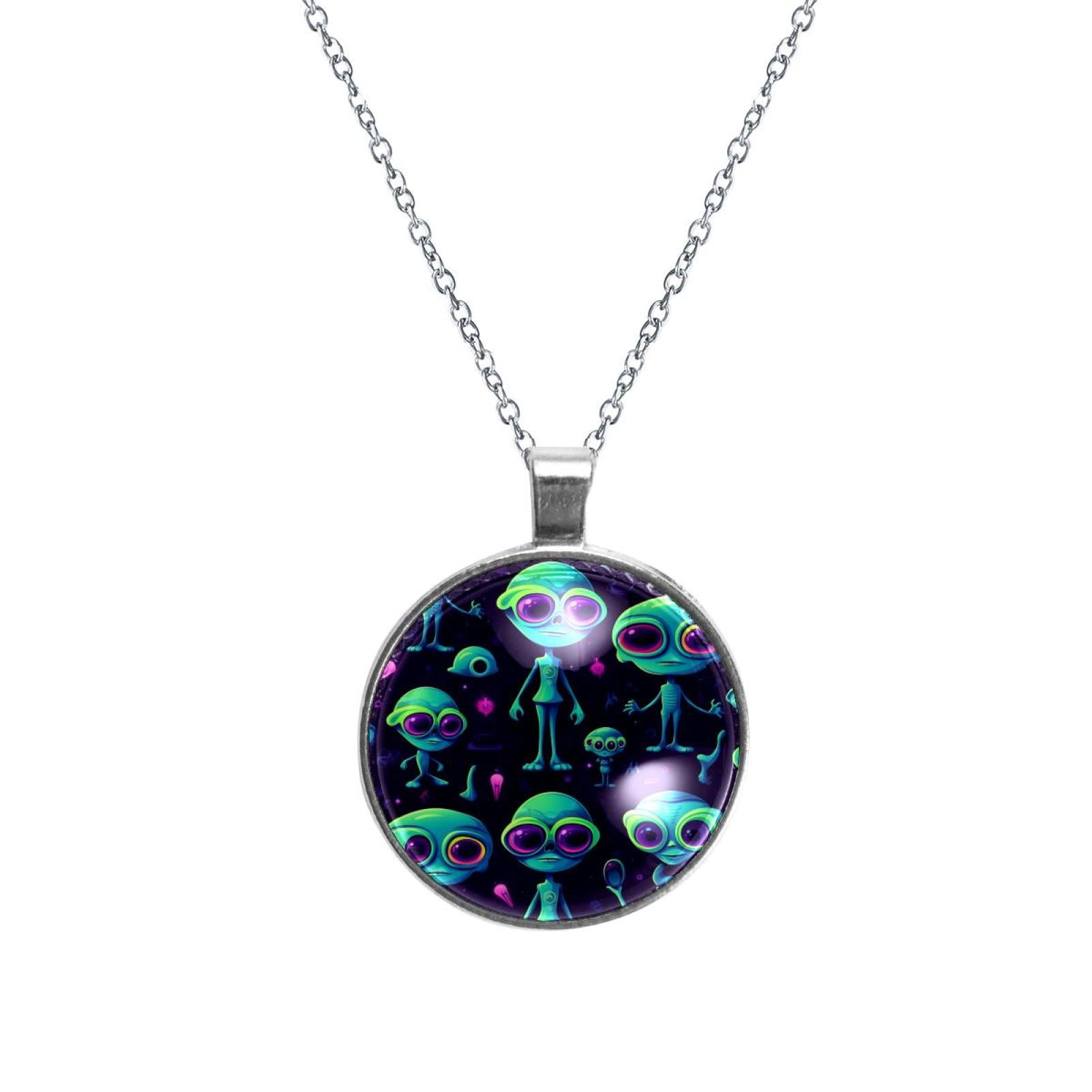 Alien Glass Circular Pendant Necklace | Stylish Glass Design Pendant ...