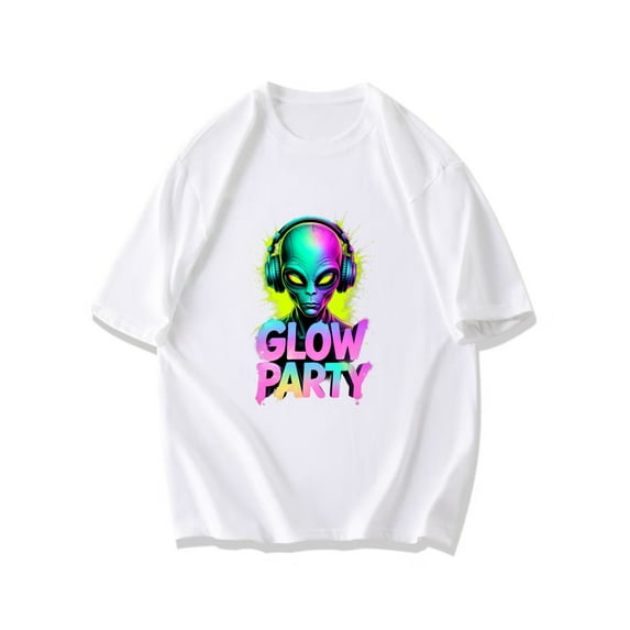 Alien Glow Party T Shirt Black Neon Alien With Headphones And Glow ...