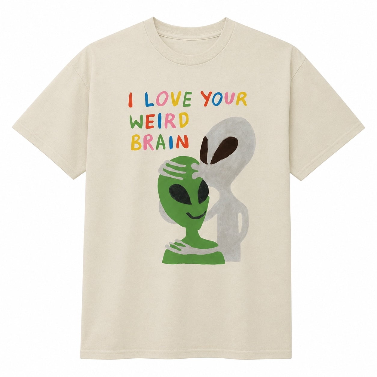 Alien Graphic T-Shirt, Unisex Classic Fit Cotton Tee, Funny Weird Brain ...