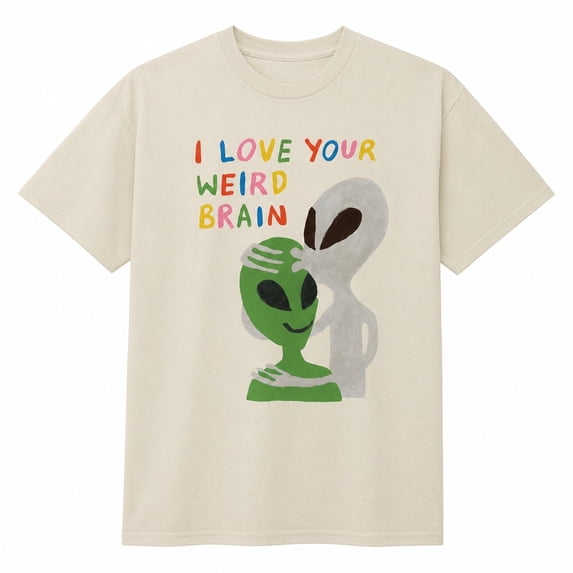Alien Graphic T-Shirt, Unisex Classic Fit Cotton Tee, Funny Weird Brain ...