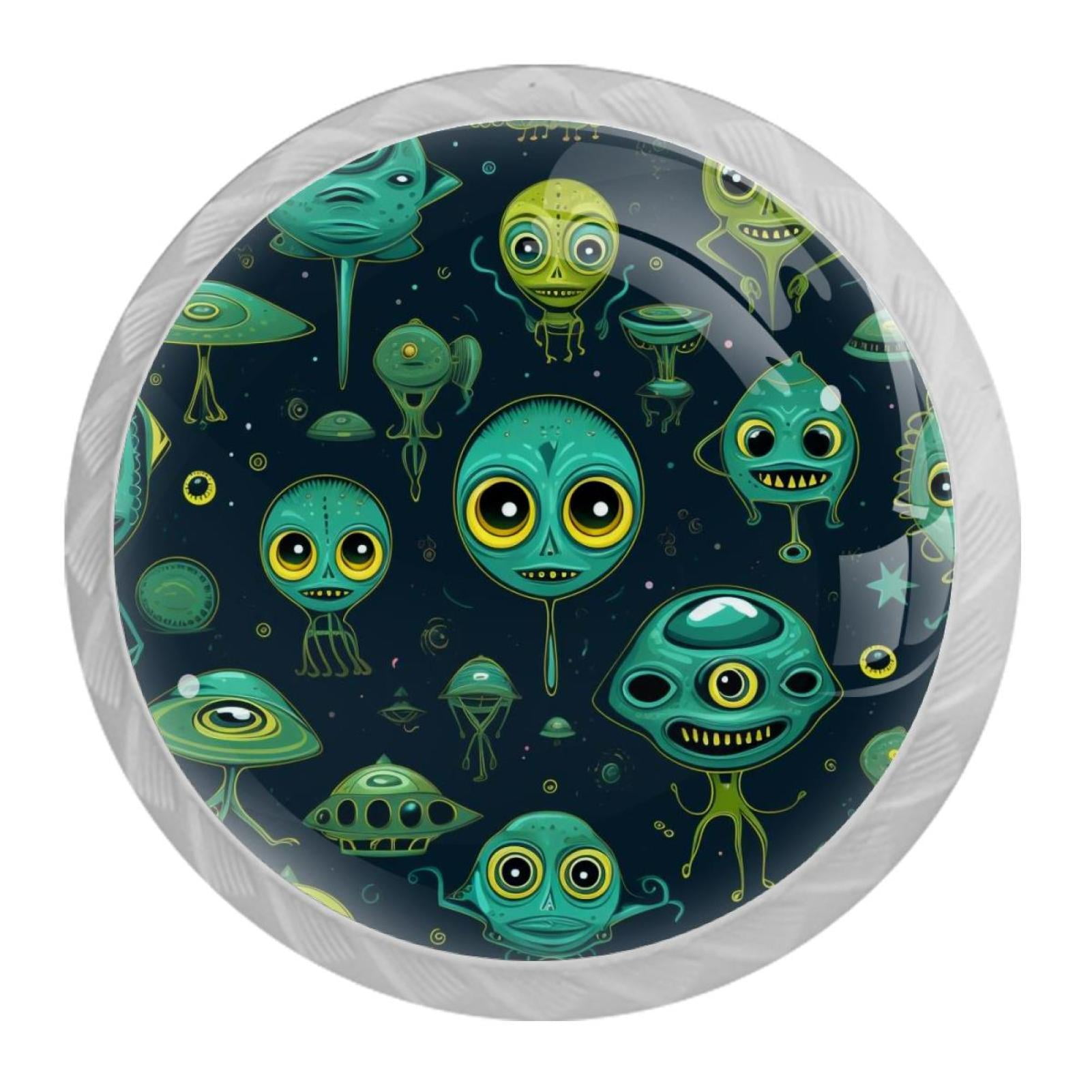 Alien Green Pattern Custom Drawer Knobs - Transparent Cabinet Knobs ABS ...