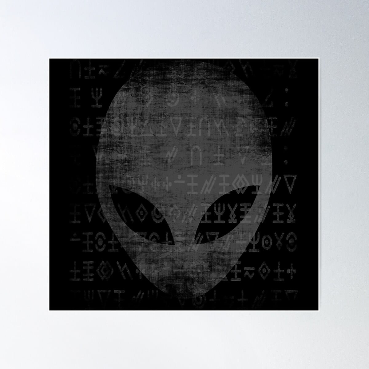 Alien Head Aliens Symbols Writing Ufo Poster Wall Art, Modern Wall ...
