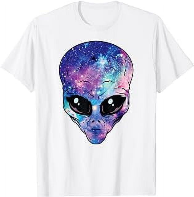 Alien Head Face Starry Night Sky UFO Hunter Space Graphic T-Shirt ...