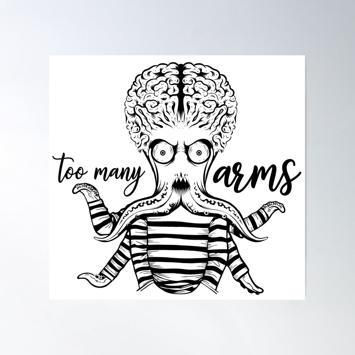 Alien Head Kraken Really Fed Up With His Arms Poster Wall Art, Modern ...