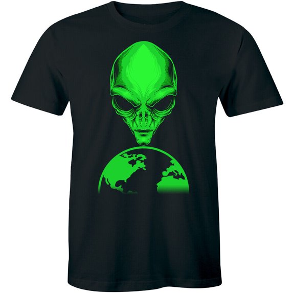 Alien Head Men'S T-Shirt Full Front Sci Fi Ufo Space Travel Planet Tee ...