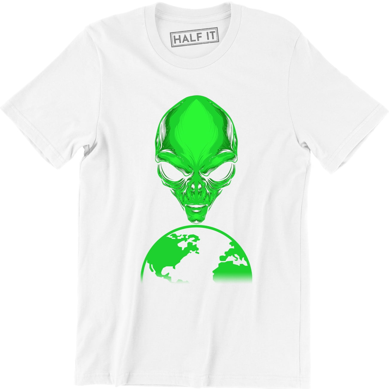 Alien Head Men's Full Front Sci Fi Ufo Space Travel Galaxy Planet T ...