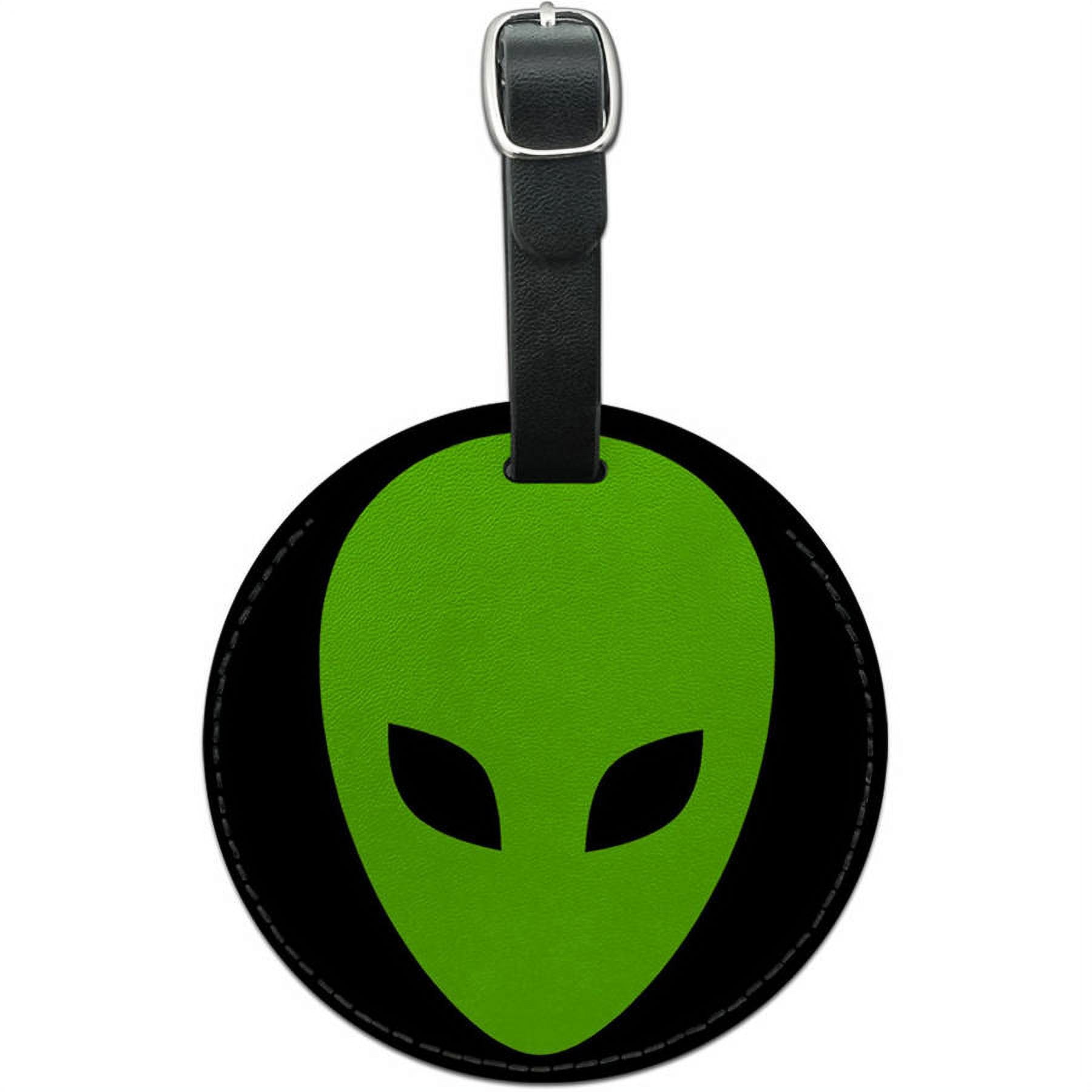 Alien Head Roswell Round Leather Luggage ID Tag Suitcase Carry-On ...