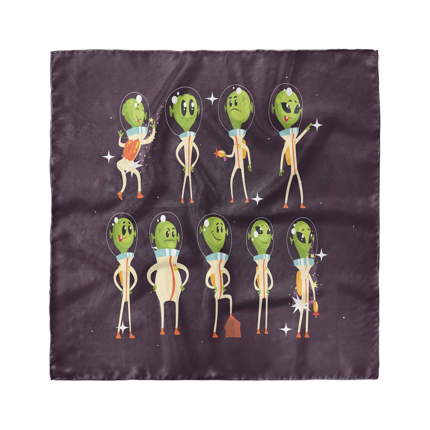 Alien Head Scarf, Little Green Ufo in Suits, Head Wrap, 3 Sizes, by ...