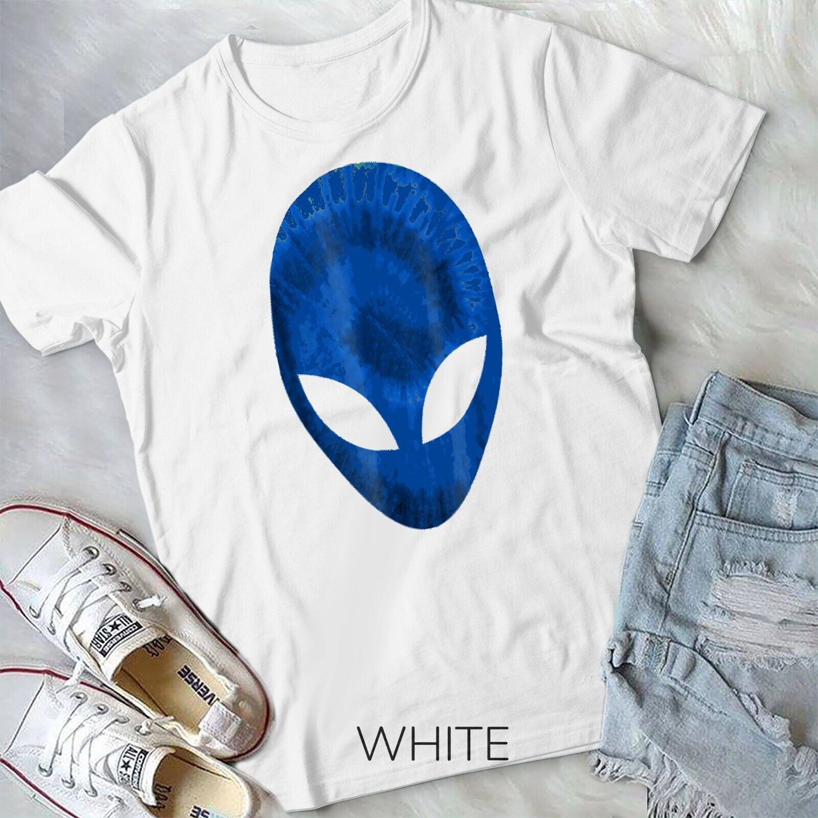 Alien Head T-Shirt Extra-terrestrial Dark Blue Scary Aliens Unisex T ...