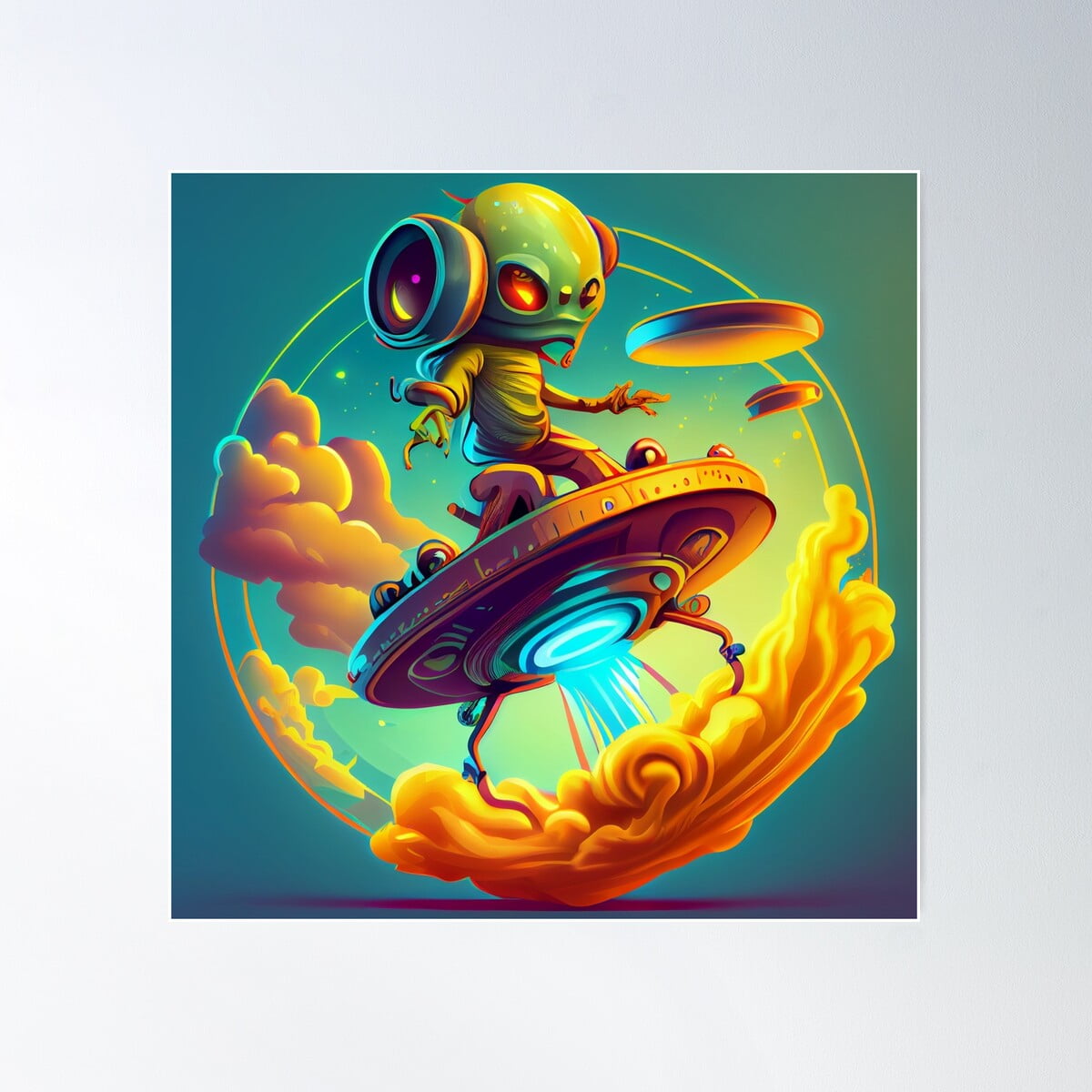 Alien Hip Hop Adventure Poster Wall Art, Modern Wall Decor For Living ...