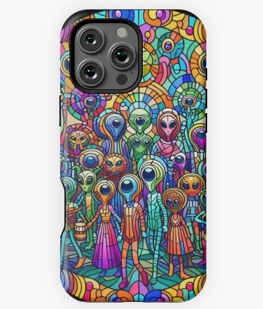 Alien Holiday Parade Funny Sci-Fi Art Phone Case for iPhone 16 15 14 13 ...