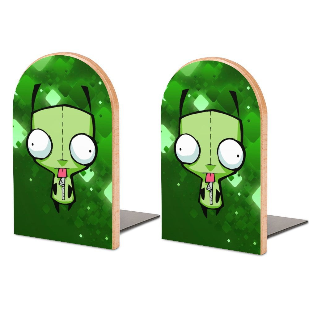 Alien Invader Zim Bookends Wood Book Divider Decor Shelves Non-Skid ...