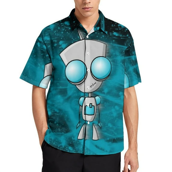 Alien Invader Zim Men's Button-Down Shirts Daily Casual Beach Hawaiian ...
