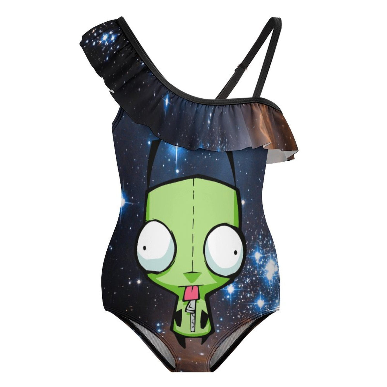 Alien Invader Zim One-Piece Swimsuit for Girls Adjustable One Shoulder ...