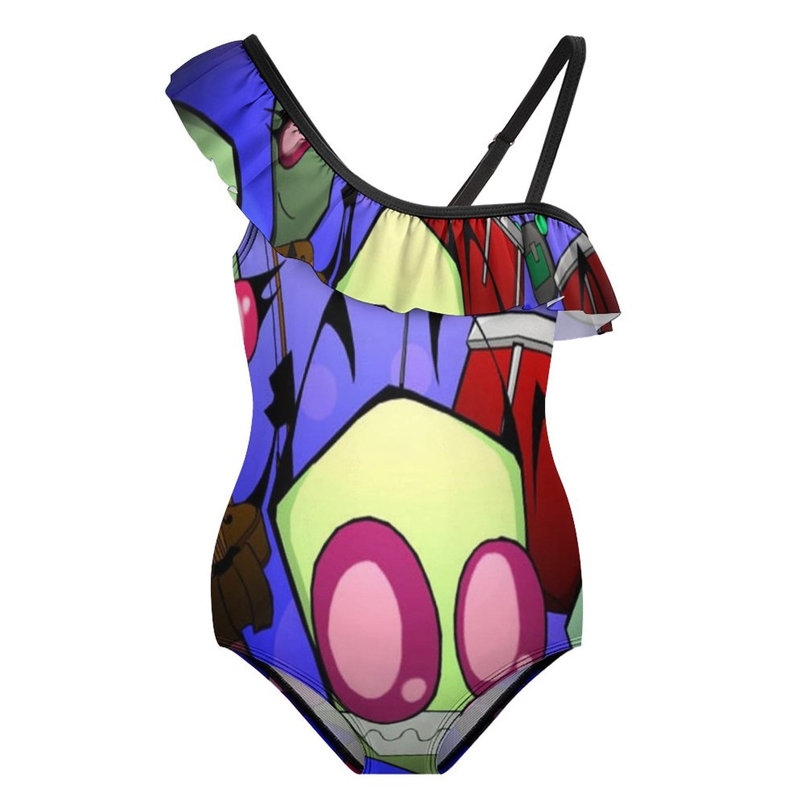 Alien Invader Zim One-Piece Swimsuit for Girls Adjustable One Shoulder ...
