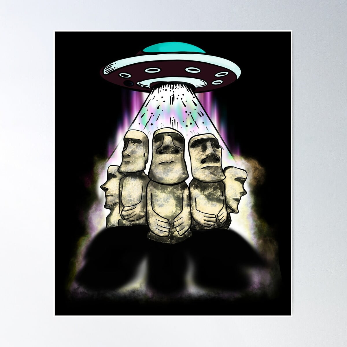 Alien Invasion Conspiracy Ufo Moai Statue Easter Island Flying Saucer ...