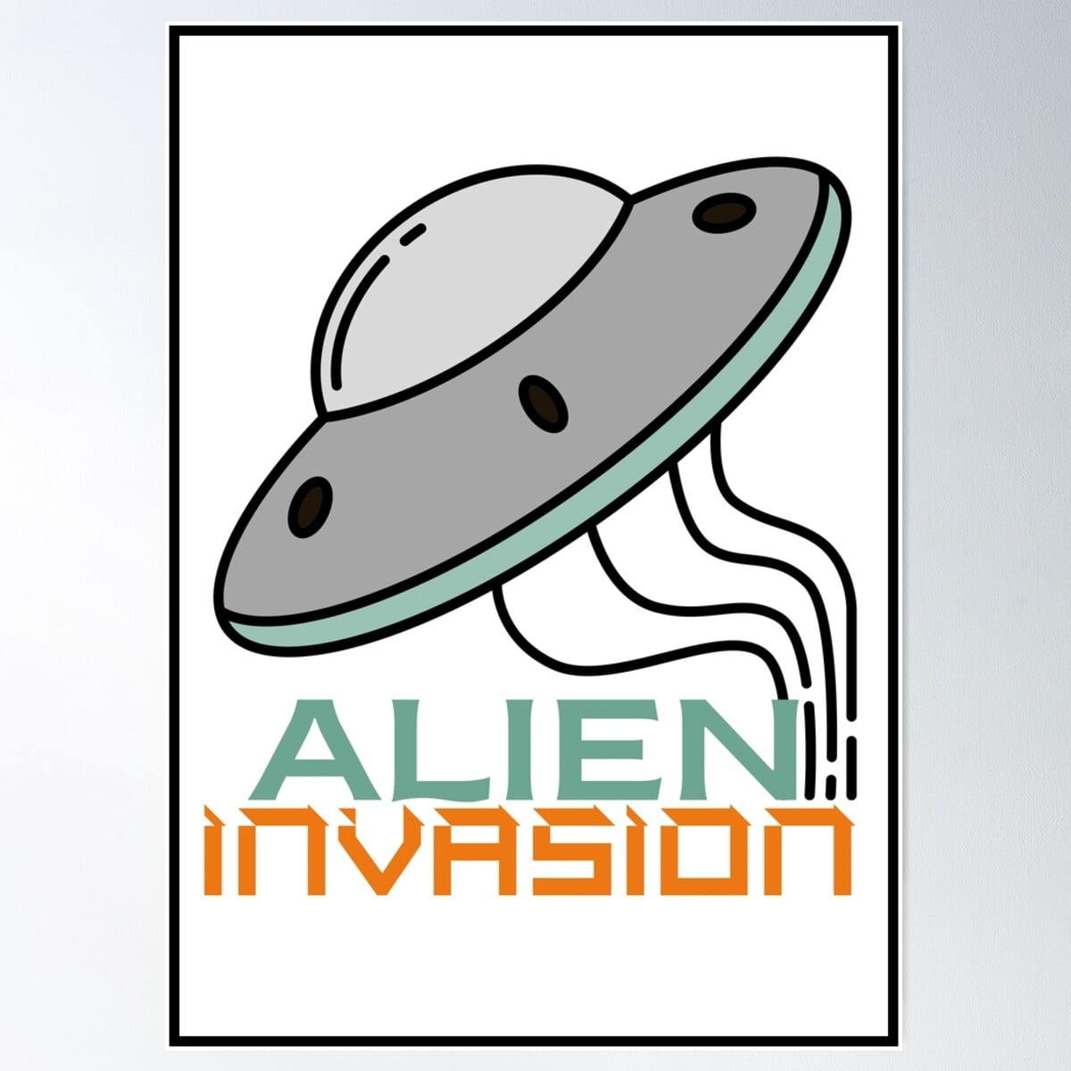 Alien Invasion, Flying Ufo Poster Wall Art, Modern Wall Decor For ...