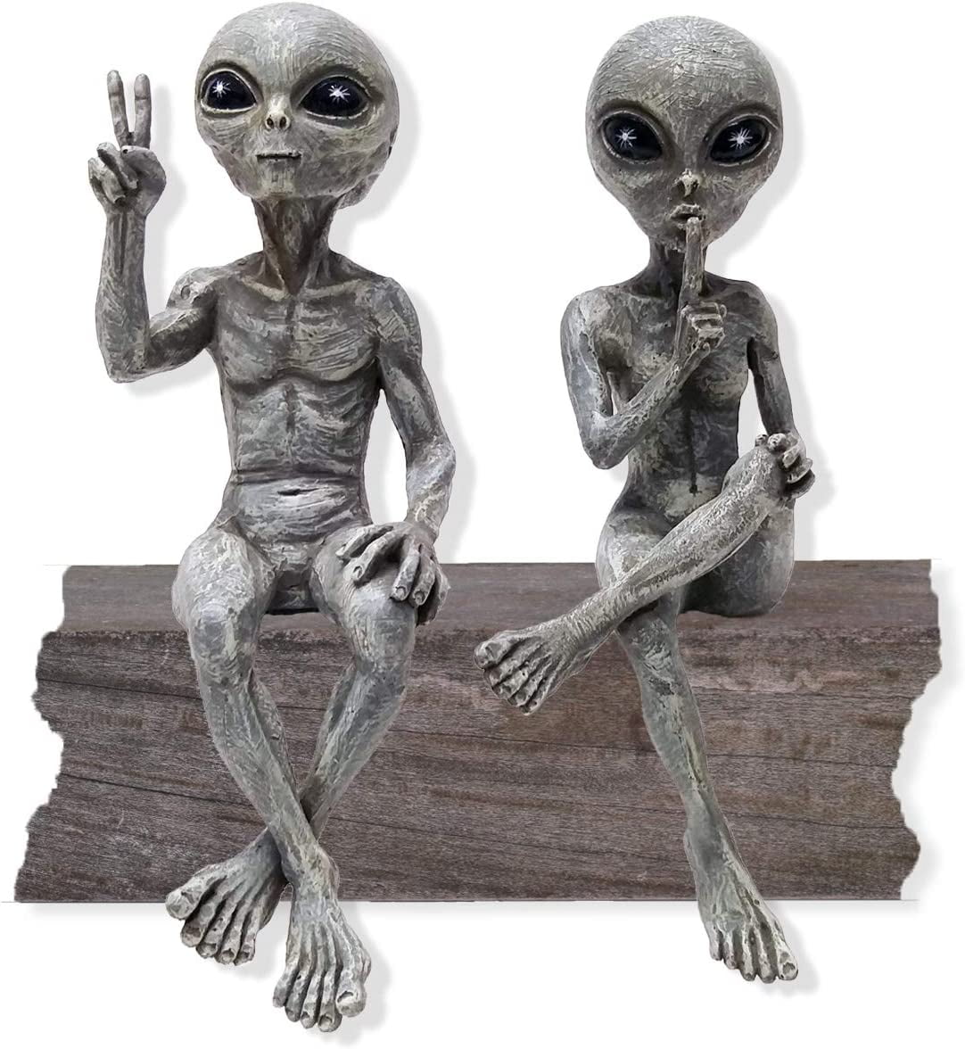 Alien Invasion Ledge Loungers “Peace & Quiet” 10″ H UFO ...