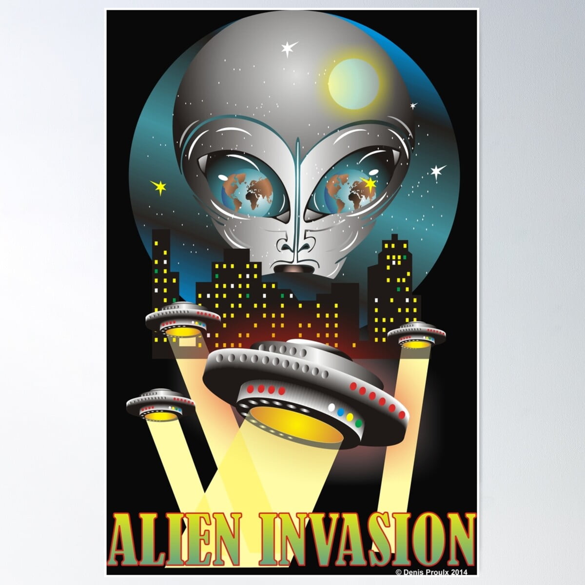 Alien Invasion Poster Wall Art, Modern Wall Decor For Living Room ...