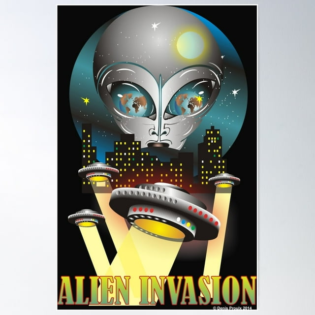Alien Invasion Poster Wall Art, Modern Wall Decor For Living Room ...