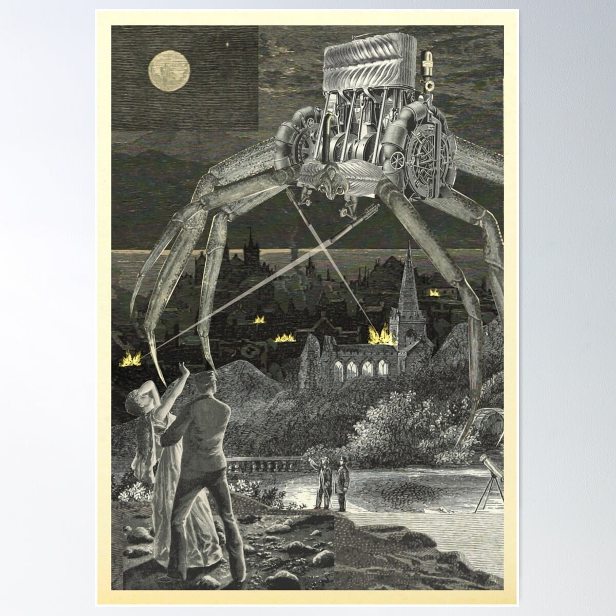 Alien Invasion Vintage Collage Poster Illustration Poster Wall Art ...