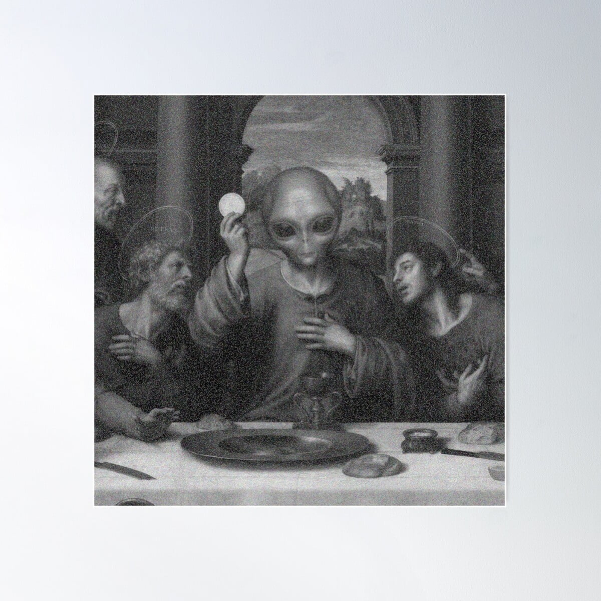 Alien Jesus Last Supper Poster Wall Art, Modern Wall Decor For Living ...