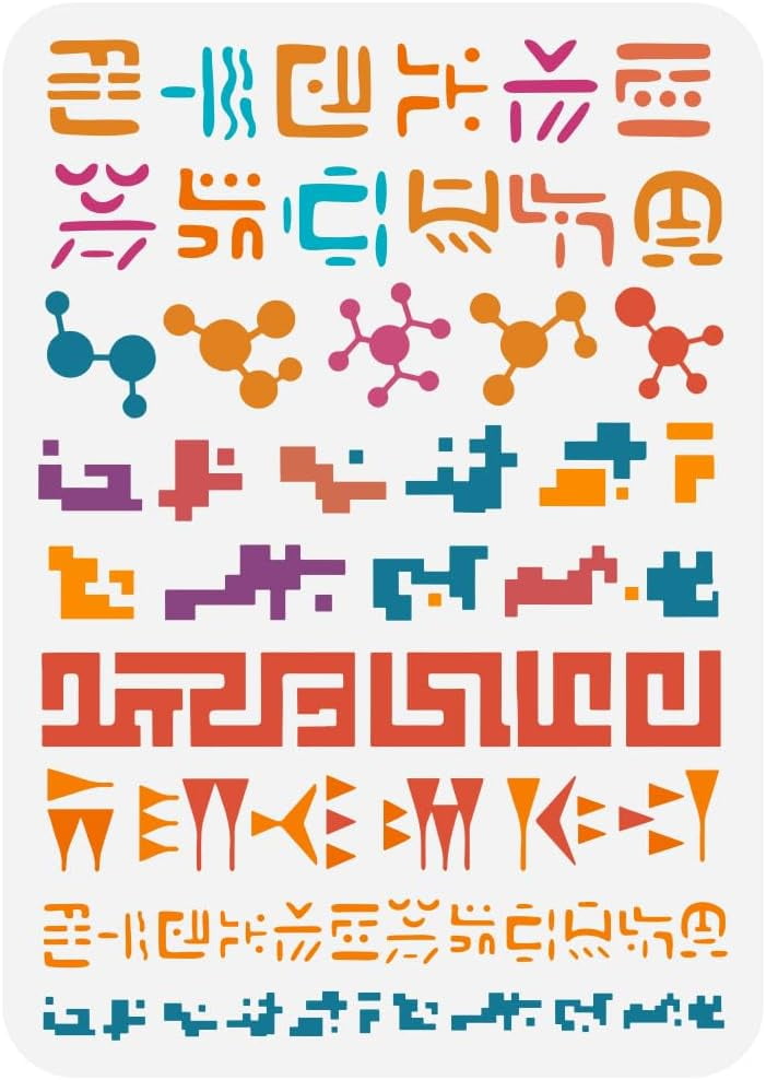 Alien Languages Painting Stencil 8.3x11.7inch Geometry Border Stencil ...