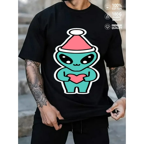 Alien Love T-Shirt Christmas print funny t shirts mens 180G 100% Cotton ...