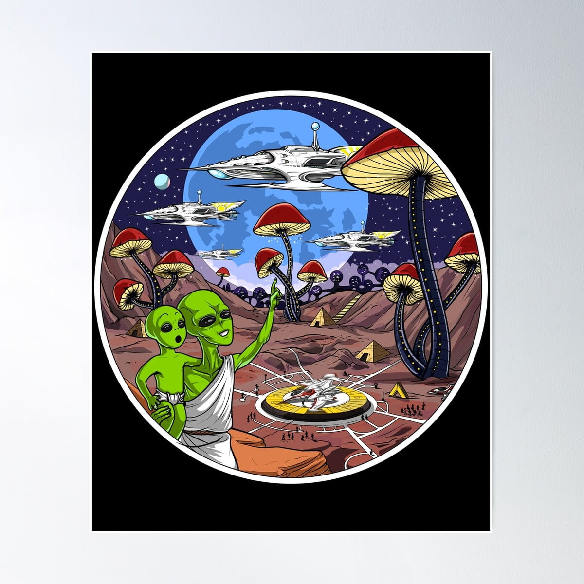 Alien Magic Mushrooms Planet Poster Wall Art, Modern Wall Decor For ...