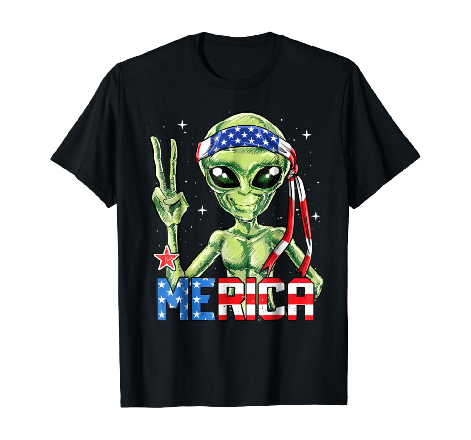 Alien Merica 4th of July Tshirt Men American Flag UFO Gifts - Walmart.com