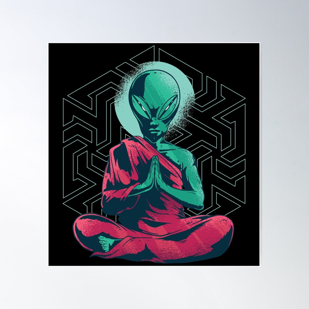 Alien Monk T-Shirt I Vintage Aliens Ufo Day Poster Wall Art, Modern ...