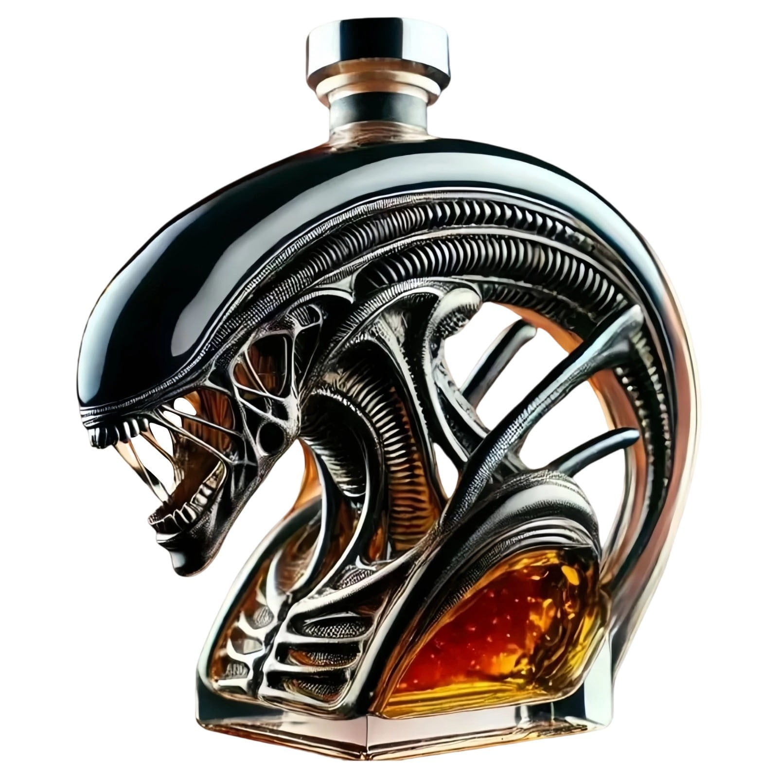 Alien-Monster Whiskey Decanter - Glass Art Statue Wine Bottle 10 oz ...